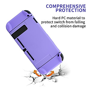 FANPL Case for Nintendo Switch, Hard Shell Cute Protective Case Cover for Switch and Joy Con Controller with 2 Flower Thumb Grips - Comfortable Touch (Purple)