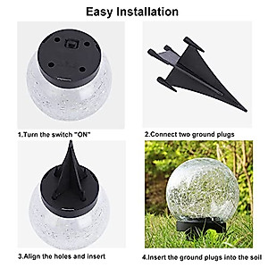 Garden Solar Lights, Cracked Glass Round Ball Light Outdoor Christmas Decoration, Waterproof Decorative Warm White Globe Light for Landscape Walkway Backyard Patio Yard Lawn Pathway Garden Decoration