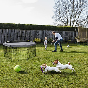 PETIME Foldable Metal Dog Exercise Pen/Pet Puppy Playpen Kennels Yard Fence Indoor/Outdoor 8 Panel 24" W x 24" H with Top Cover (with top Cover, 8 Panels 24" H)