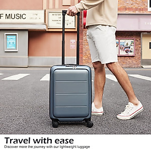 COOLIFE Luggage Suitcase Piece Set Carry On ABS+PC Spinner Trolley with pocket Compartmnet Weekend Bag(Titanium gray, 2-piece Set)