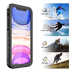 SPORTLINK Waterproof Case for iPhone 11, Full Body Heavy Duty Protection Full Sealed Cover Shockproof Dustproof Built-in Clear Screen Protector Rugged Case for iPhone 11 6.1 Inch
