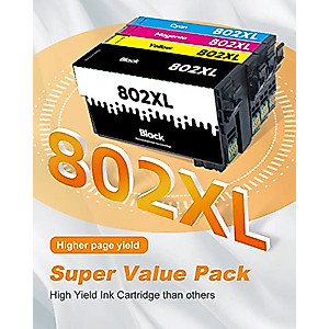 802 XL Ink Cartridges Remanufactured for Epson 802 Ink Cartridge Combo Pack T802 Remanufactured for Epson 802XL Ink Cartridge Works with Epson Workforce Pro WF-4740 WF-4734 WF-4730 EC-4040 EC-4030
