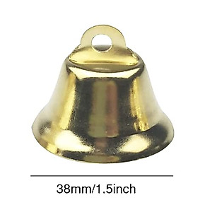 HLLMX 16 PCS Gold Liberty Jingle Bells 38mm/1.5inch Shiny Bells Liberty Bells for Craft Making Wind Chimes and Animal Collar