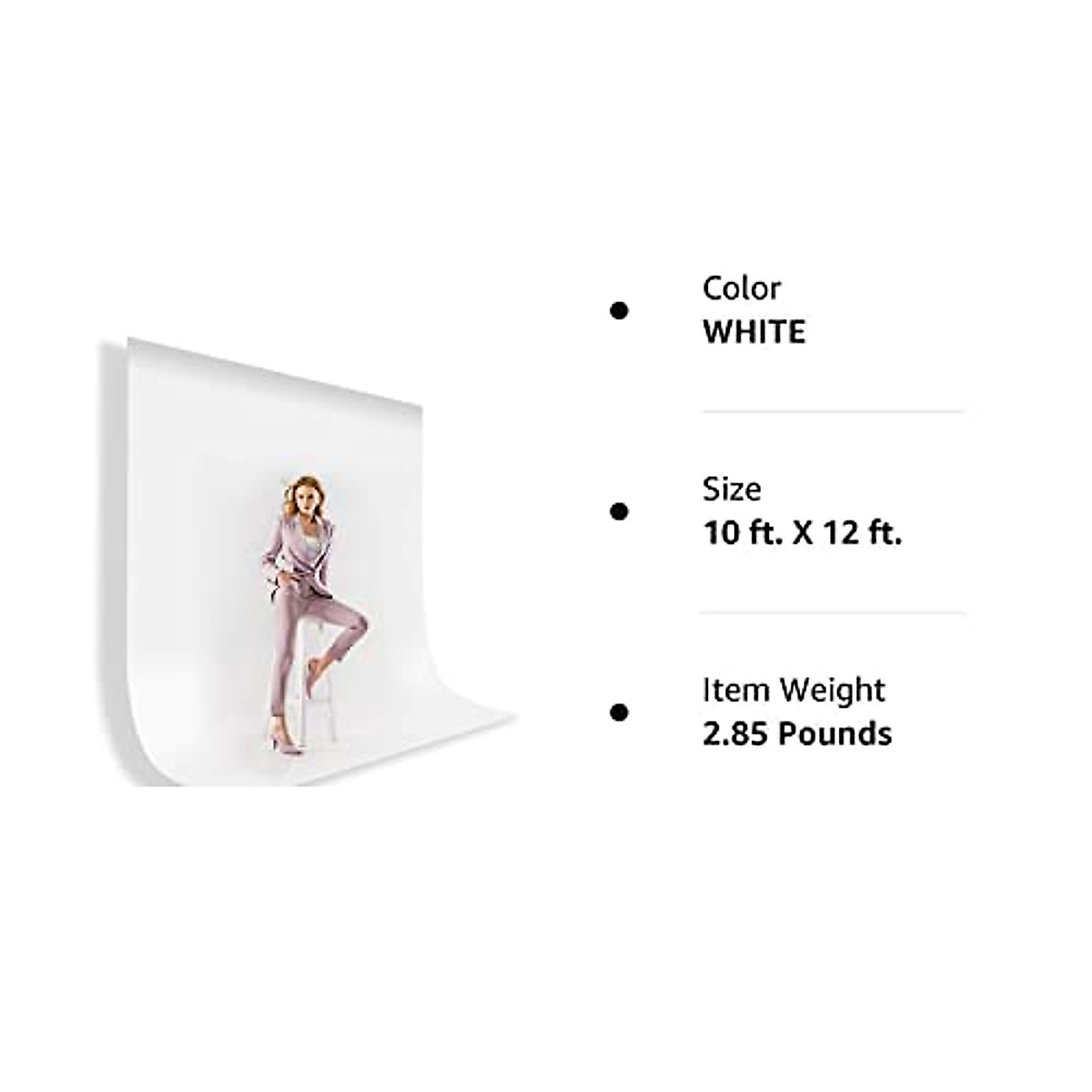Julius Studio 10 x 12 feet Pure White Backdrop Screen Long-Life Reusable Background, Higher Density Than Market Standard Thick 150GSM Synthetic, Photography Video Studio, Events, Streaming, JSAG208