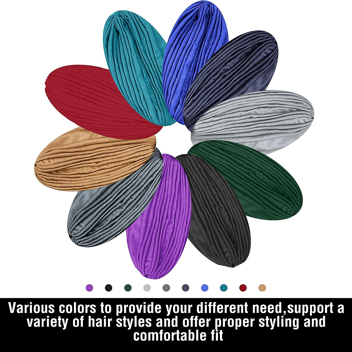 10 Pcs Stretchy Turban Cap Chemo Head Wraps Cancer Headwear Bennie Twisted India's Hat for Women Girl