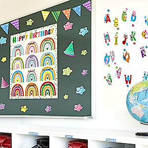 Happy Birthday Poster Chart Bright Color Rainbow with Dots 17" x 22" Class Birthday Decoration