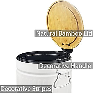 Small Trash Can with Lid Soft Close, 1.3 Gal Step Wastebasket, Garbage Container Bin with Removable Inner Bucket for Bathroom, Bedroom, Office, Anti-Fingerprint Matt Finish (1.3Gal/5L, White)