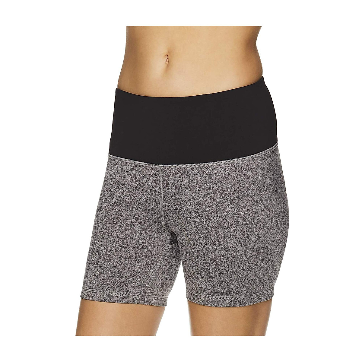 Reebok Womens Fitted Highrise Athletic Compression Shorts, Grey, Large