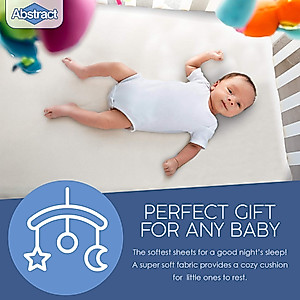 Abstract Cotton Crib Sheets - Fitted Crib Sheet for Standard Crib Mattress - Ultra Soft Crib Sheets for Boys Girls Baby - Universal - Snug Fitted - Cotton - 28"x52" (Solid White)