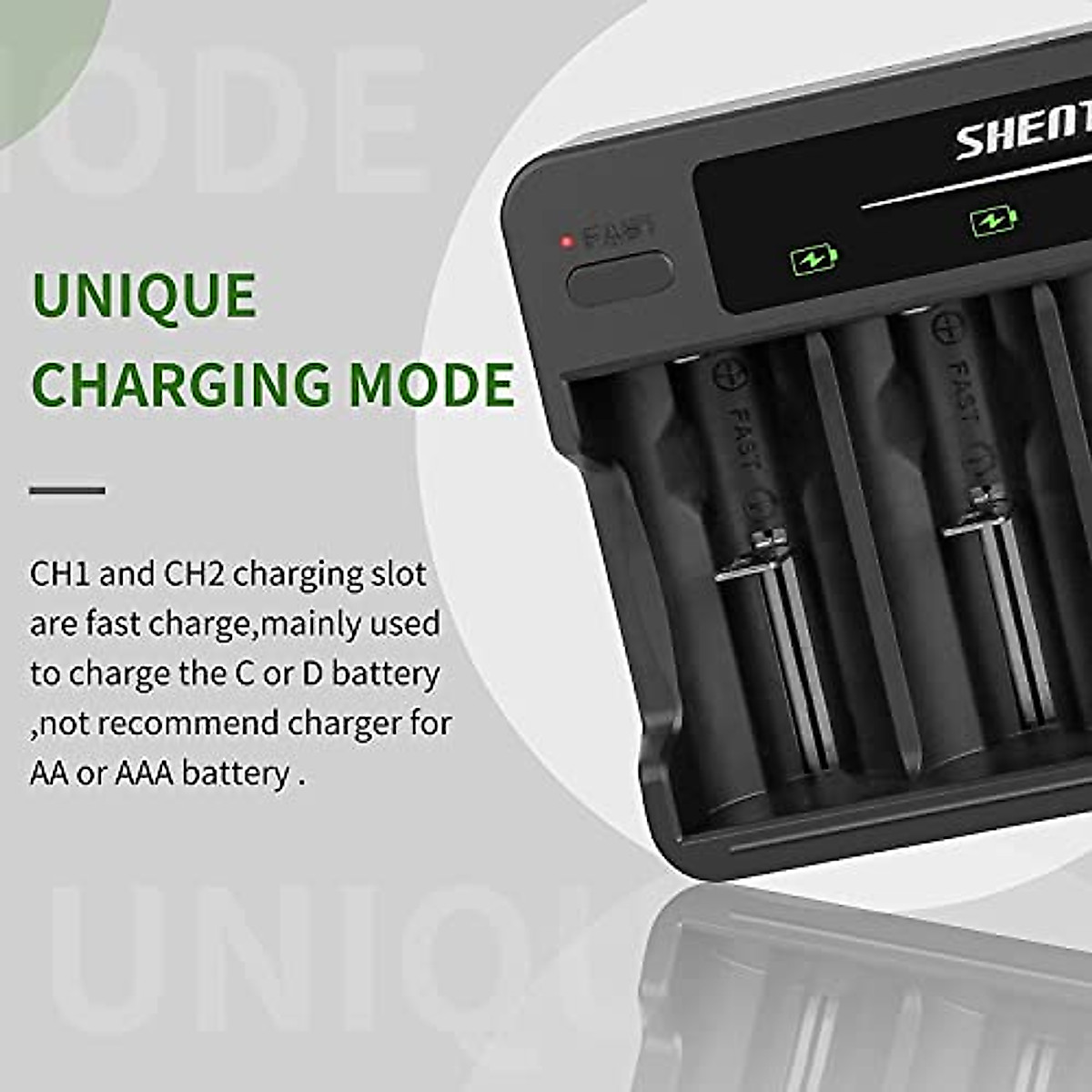 Shentec Rechargeable C Batteries, 5000mAh 1.2V Ni-MH High Capacity 4 Pack C Size Battery with Charger