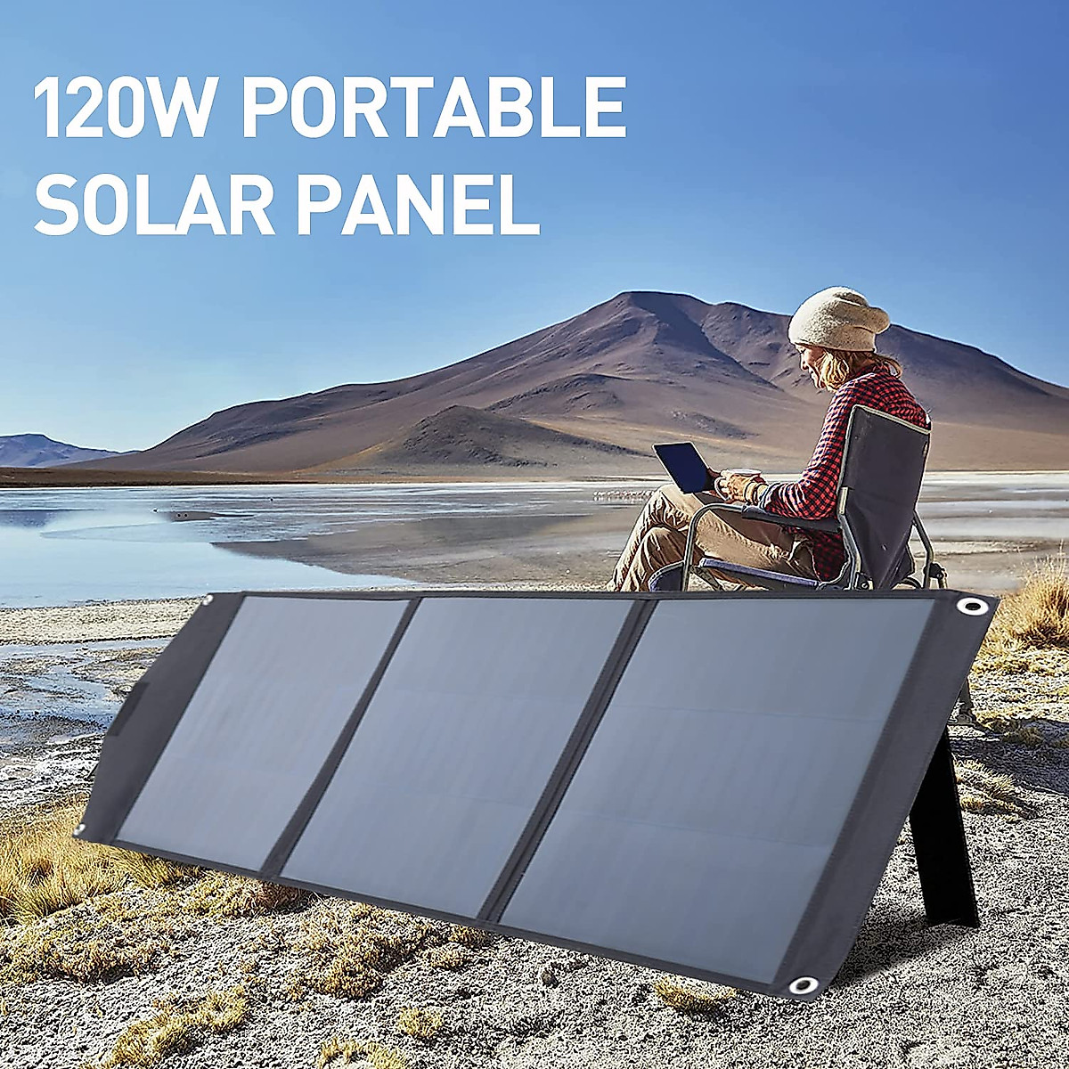 LytinRoop 120W Portable Solar Panel for Power Station, USB C/DC/QC 3.0 Solar Charger for Phones,IP65 Waterproof Portable Foldable Solar Panel, for Outdoors Camping Road Trip…