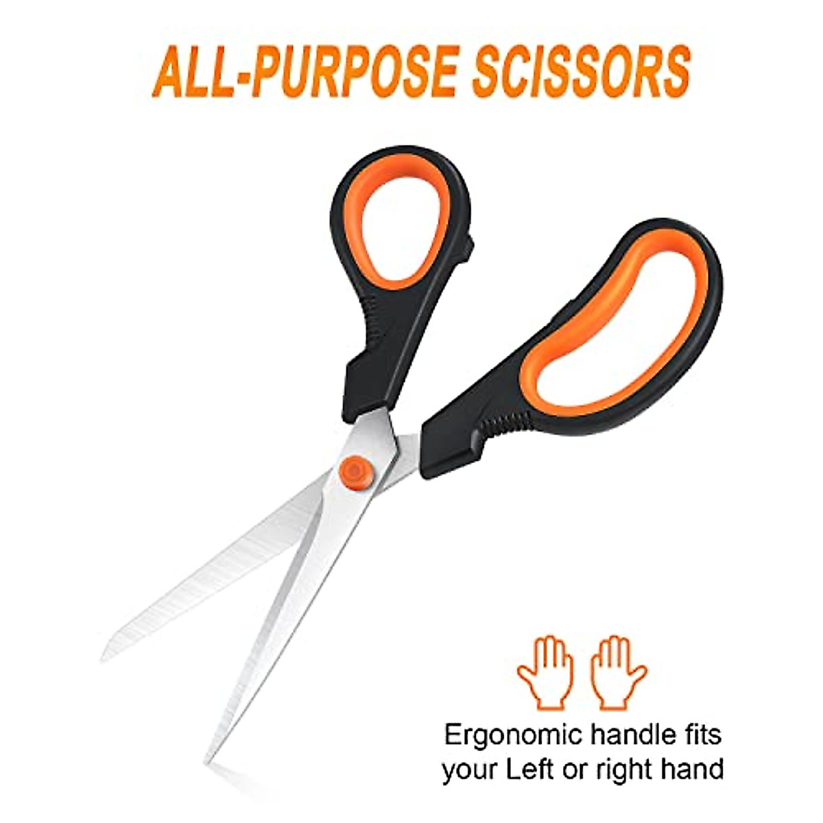 Scissors, All Purpose Thickened Craft Scissor 8.5", Stainless Steel Sharper Comfort Grip Sewing Fabric Scissors for Office School Home Supplies, Right/Left Handed, 3-Pack…