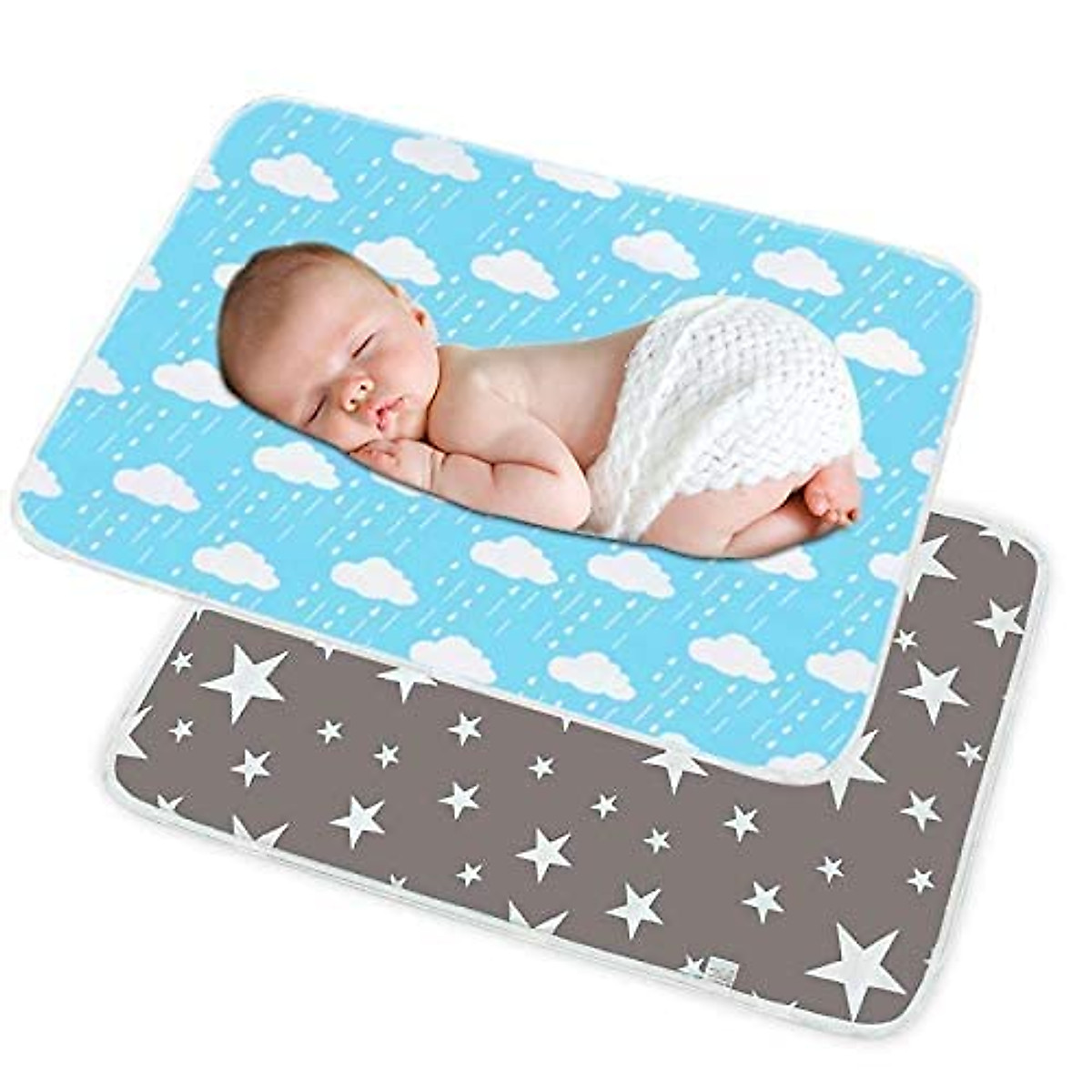 Waterproof Baby Diaper Changing Pad Multi Function Diaper Change Mat for Girls Boys Newborn - Leak Proof Sanitary Mats for Home and Outdoor, Travel,Premium Liners 19.6X27.5 in (Grey&Blue)