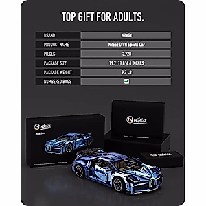 Nifeliz DIVN Race Car MOC Building Kit and Engineering Toy, Adult Collectible Sports Car Technology Building Kit, 1:8 Scale Sports Car Model for Men Teens(3728 Pcs)