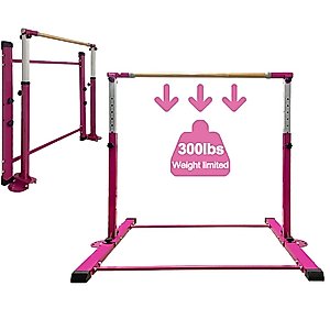 JC-ATHLETICS Gymnastic Kip Bar,Kids Girls Junior Ages 3-15,3' to 5' Adjustable Height,Home Gym Equipment,Home Training,1-4 Levels,260lbs Weight Capacity