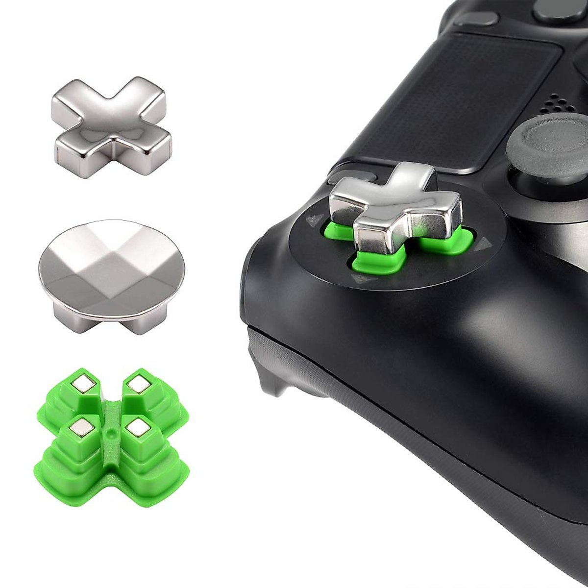 eXtremeRate Magnetic Metal Buttons for PS4 Controller, Adjustable Dpads Replacement Parts for PS4 Slim Pro Controllers (3 in 1)