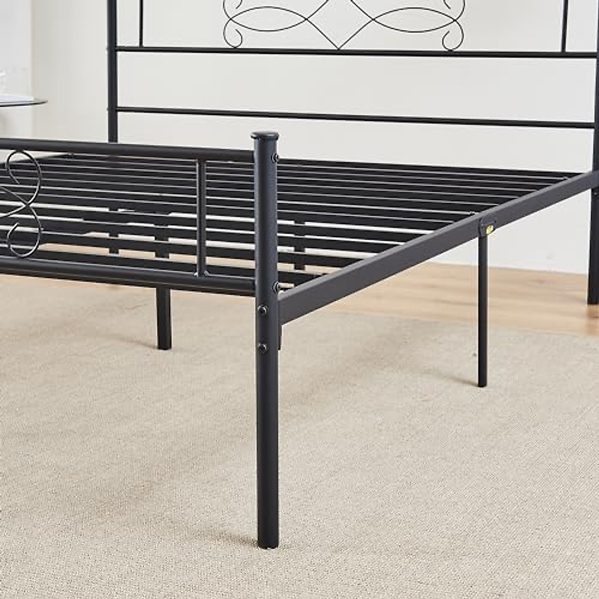 Vecelo 14" Queen Size Metal Platform Bed Frame with Headboard,Premium Steel Slat Support No Box Spring Needed,Noise-Free Anti-Slip,Easy Assembly