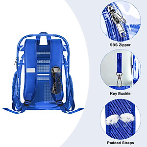 PAMANO Clear Backpack Transparent Heavy Duty See Through Bag for College Work Stadium Concert Travel Security, Blue
