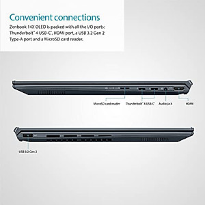 ASUS ZenBook 14X OLED UX5400 14" QHD+ Touchscreen (Intel 12-Core i7-1260P, 16GB RAM, 2TB SSD, RTX 2050) Business Laptop, Innovative ScreenPad, Backlit, FP, Thunderbolt 4, IST HDMI, Win 11 Pro - 2023