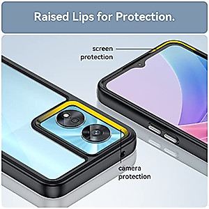 DFTCVBN Phone Case for OnePlus Nord N300 Case, Oppo A57 CPH2389 OnePlus N20 SE Case with Screen Protector, Soft Bumper with Clear Crystal PC Hard Back Shockproof Cover for OnePlus Nord N300 5G Black