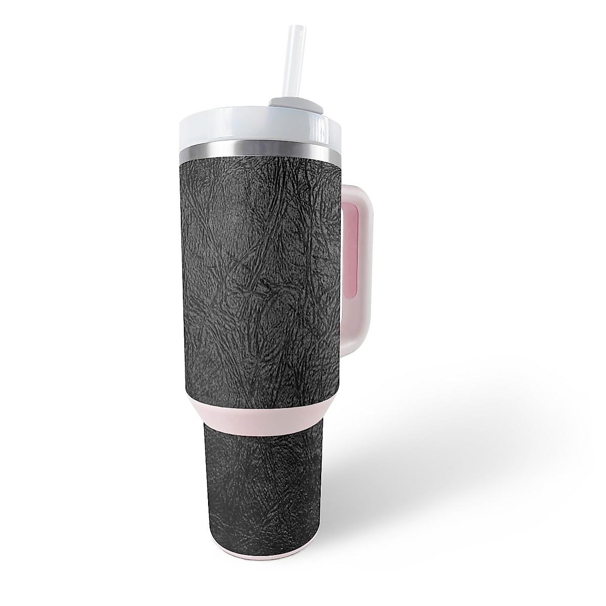 MightySkins Skin Compatible with Stanley The Quencher H2.0 FlowState 40 Oz Tumbler - Black Leather | Protective, Durable, and Unique Vinyl Decal wrap Cover | Easy to Apply, Remove, and Change Styles