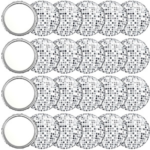 Qunclay 12 Pcs Disco Ball Compact Mirror 2.76 Inch Vintage Round Pocket Mirror Makeup Mini Mirror Handheld Portable Mirror for Purse, Women Gift Disco Party Supply Travel Daily (Classic Color)