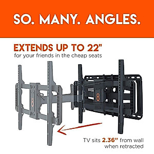 ECHOGEAR Full Motion TV Wall Mount & Sound Bar Mounting Bracket - for Big TVs Up to 90" - Height Adjustable Soundbar Mount