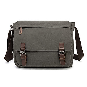 Sechunk Canvas Leather Messenger Bag Shoulder bag Cross body bag Crossbody large for men boy girl