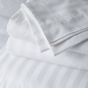 Merissa Luxury 100% Egyptian Cotton Sheets 1000 Thread Count 4 Piece Extra Deep Pocket Bed Sheet Set Sateen Stripe (White, Queen)