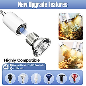 TFNN 2023 Upgrade Reptile Heat Lamp, Three Head Reptile Light with Cycle Timer,UVA UVB light, dimmable Basking lamp for Tortoise, Bearded Dragon, Lizard, Snake, E26/27 Base with 4 Bulbs (50W)-White