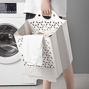 Collapsible Laundry Basket Clothes Storage Basket Dirty Cloth Basket Laundry Hamper Wall Mounted Laundry Basket Plastic Storage Bathroom Basket Organizer Tpe Child White Clothing