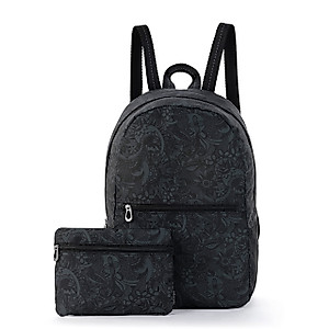 Sakroots On The Go Packable Backpack in Eco-Twill, Black Spirit Desert