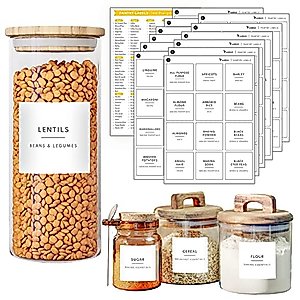 VUDECO Kitchen Labels White Kitchen Pantry Labels Minimalist Pantry Labels Preprinted Waterproof Pantry Labels for Containers Labels for Spice Jars Glass Bins Food Organization Labels Stickers