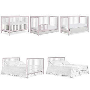 Dream On Me Ridgefield 5-in-1 Convertible Crib in Blush Pink & White, Greenguard Gold Certified
