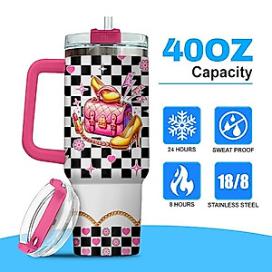 99OWL Women Simple Be Eleven Mama Mother Tumblers To Handle Stainless Cup Coffee Primrose Momma, Cool Moms Checked Fashion, Cool Moms Club Gifts, Tumbler 40 Oz With Handle Lid And Straw