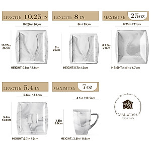 MALACASA Dinnerware Sets, 30 Piece Porcelain Plates and Bowls Sets for 6, Square Dish Set with Dinner Plates Set, Cup and Saucer, Modern Dishware Dishes Microwave Safe, Marble Grey, Series Blance
