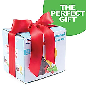 Prextex Air-Powered Dinosaur Car w/ Volcano Inflator/Pump & Balloon | Kids Science/STEM Toy Kit | Boy, Girl, Kid Gift Set Toys