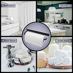 Blacksmith Handmade Farmhouse Wrought Iron Wall Mount Decorative Rustic Paper Towel Holder for Kitchen #MD19002 (Black)