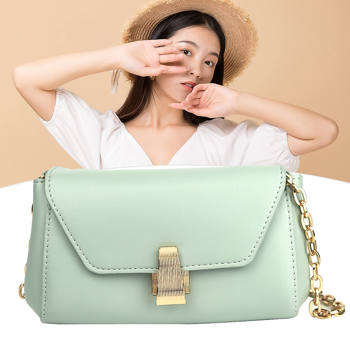 OSGTFY Small Crossbody Purses bags for Women Handbags Shoulder Bag | Zipper Pocket | Metal Strap (green)