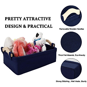 Basket Small Storage Baskets Little Basket Felt Soft Fabric Basket Storage Bins for Books Magazines Newspapers Shelves Storage Basket Collapsible Storage Basket Navy Blue Basket Storage Containers