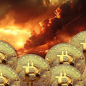 SOLIPECT 9PC Bitcoin Coin | Physical Bitcoin with Protective Case, Gold Plated Bitcoin for Commemoration, Gifts for Men (Gold)