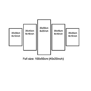 EPHANY Abstract beach canvas wall art Landscape Art - 5 Pieces Canvas Wall Art, Beach Canvas Wall Art, Sunset On Ocean,ocean beach picture,nature landscape (C-5pcs,40"x20")