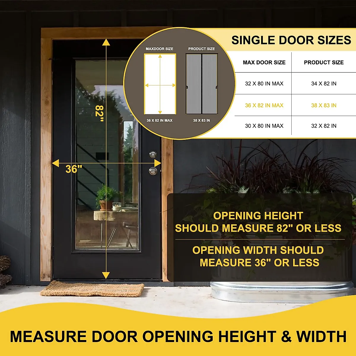 Magnetic Screen Door - Fit for Door Size:36 x 82 Inch, Screen Itself Size:38"x83", Hands Free Mesh Partition,Heavy Duty Curtain Keeps Bugs Out, Frame Hook & Loop, Pet and Kid Friendly