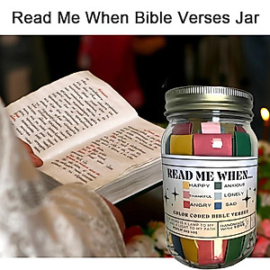 Bible Verses Jar for Emotions and Feelings, Read Me When Bible Verses Jar, Color Coded Scripture Jar Colorful Bible Jar, Prayer Jar with Lid and Cards (3pc, Plastic)