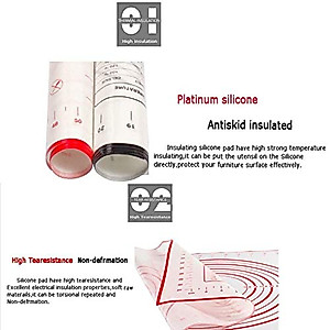 ZCHING Silicone Pastry Measurement Not-Slip Rolling Dough Mats for Baking (red), 24“L x 16“W