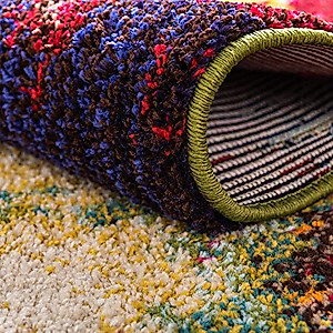 Unique Loom Estrella Collection Colorful, Abstract, Watercolor, Modern, Eclectic Area Rug, 3 ft 3 in x 5 ft 3 in, Multi/Beige