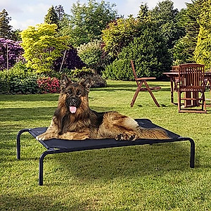 GDKASRNY Pet Bed,Portable Raised Cooling Steel-Framed Elevated Pet Bed 24" 32" 48", Elevated Mesh Pet Bed Durable Frame Dog Cot for Outdoor or Indoor Use with Skid-Resistant Feet Black Large (Medium)