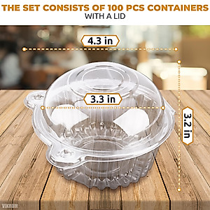 Individual Cupcake Boxes 100Pcs Plastic Container with Lid | Dessert Containers with Lids – Individual Cupcake Containers for Cupcakes & Muffin Storage Container - Plastic Cupcake Holder with Lid
