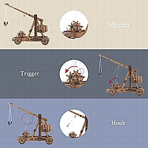 Toystub 3D Wooden Puzzles for Adults Trebuchet Building Kit Model Wood Assembly Gifts