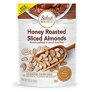 Salad Pizazz Almond Toppings Snack Mix and Salad Topping Resealable Bag, Honey Roasted, 3.5 Ounce